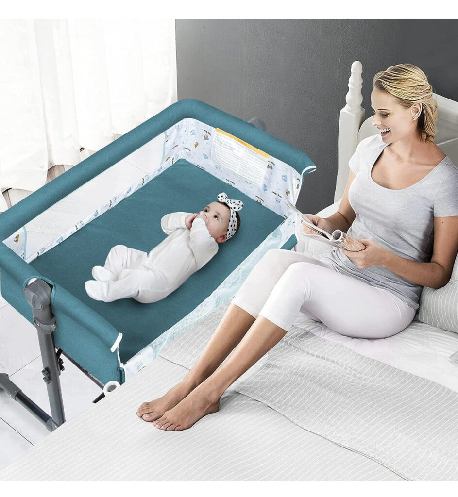Bedside Sleeper with Wheels Blue – Ted Baby Store